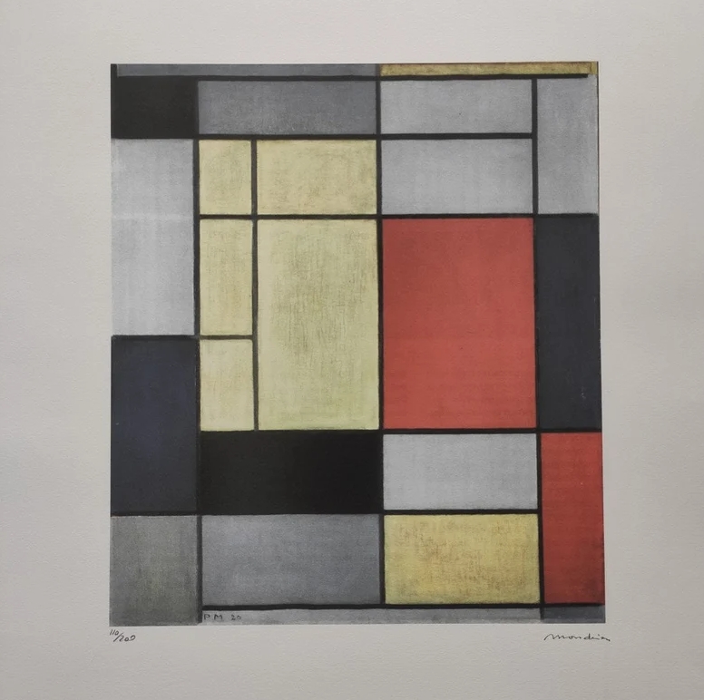 Litografia "Colorful Composition" di Piet Mondrian - Firmata - CharityStars