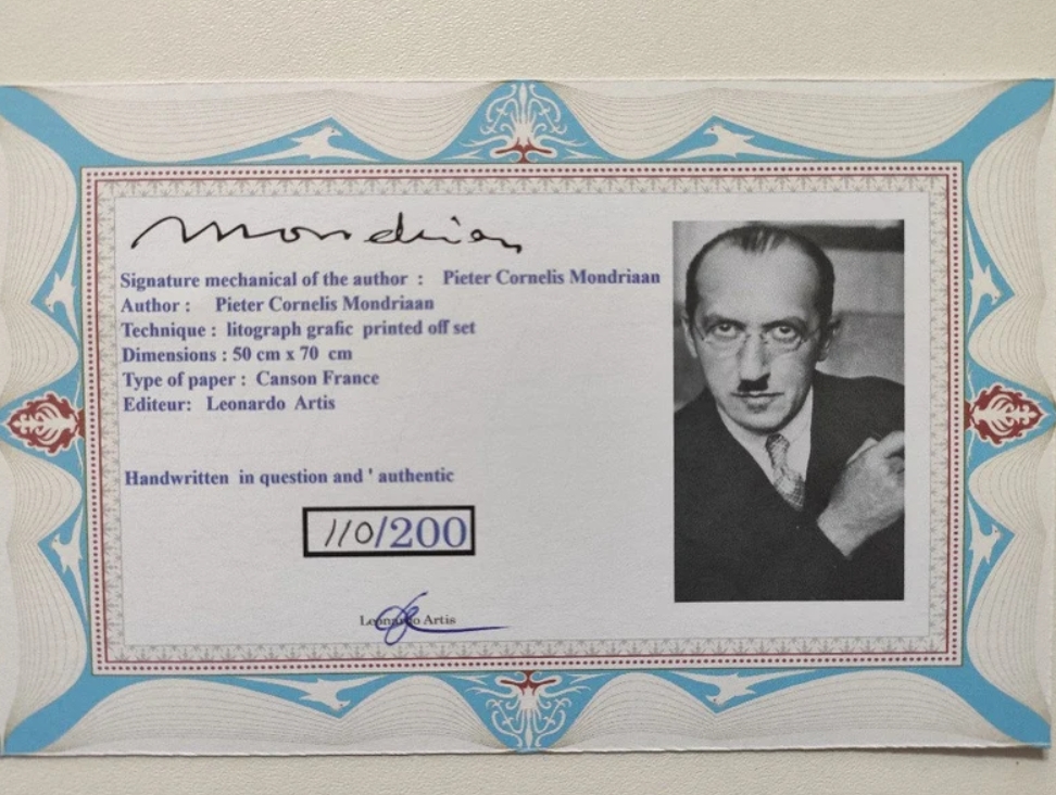 Litografia "Colorful Composition" di Piet Mondrian - Firmata - CharityStars