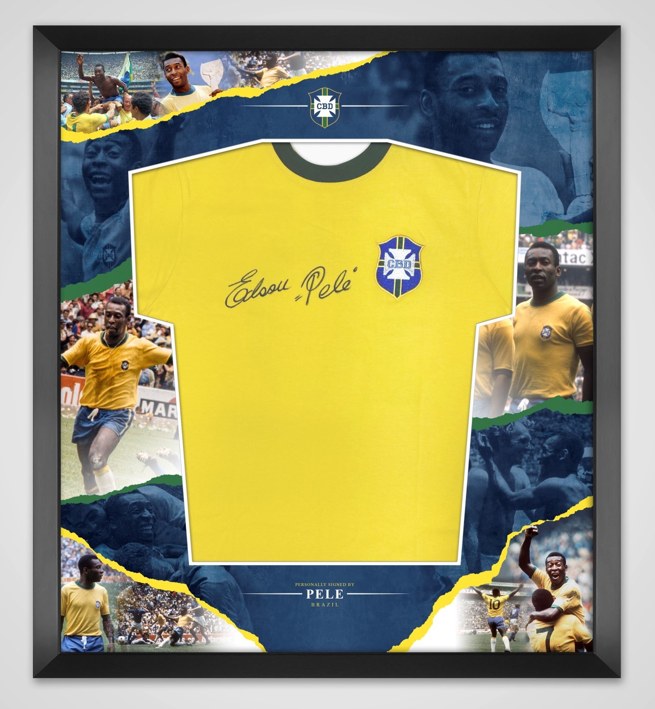 Pelé Brazil 1970 Signed and Framed Shirt - CharityStars