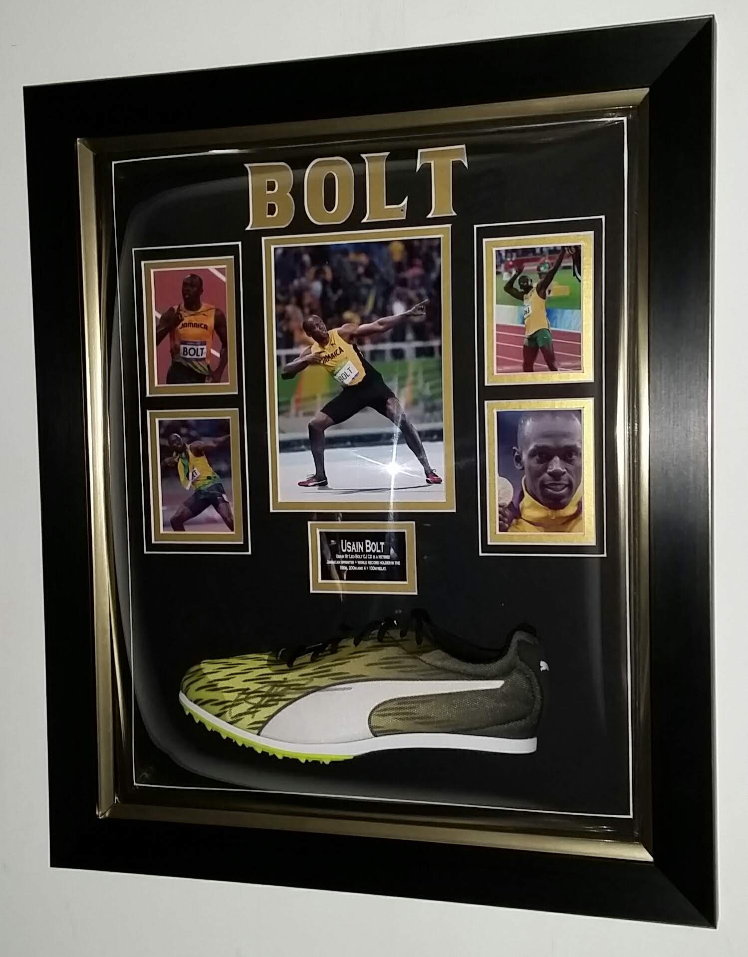 Display scarpino da corsa Usain Bolt - Autografato e incorniciato ...